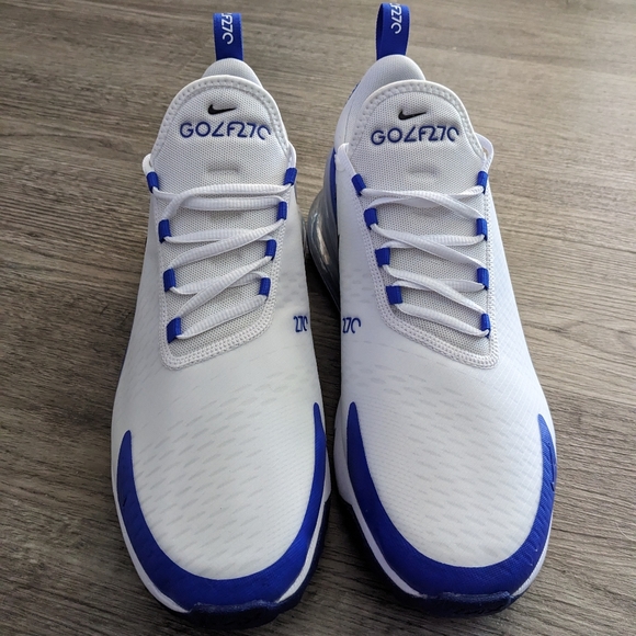 Nike | Shoes | Nike Air Max 27 Gold Mens Size 1 White Racer Blue | Poshmark